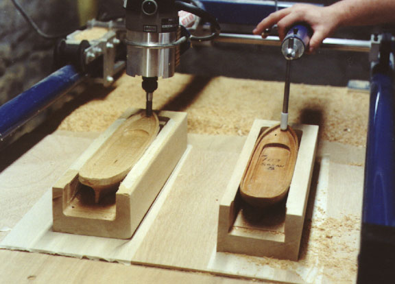 Model ship hull carving